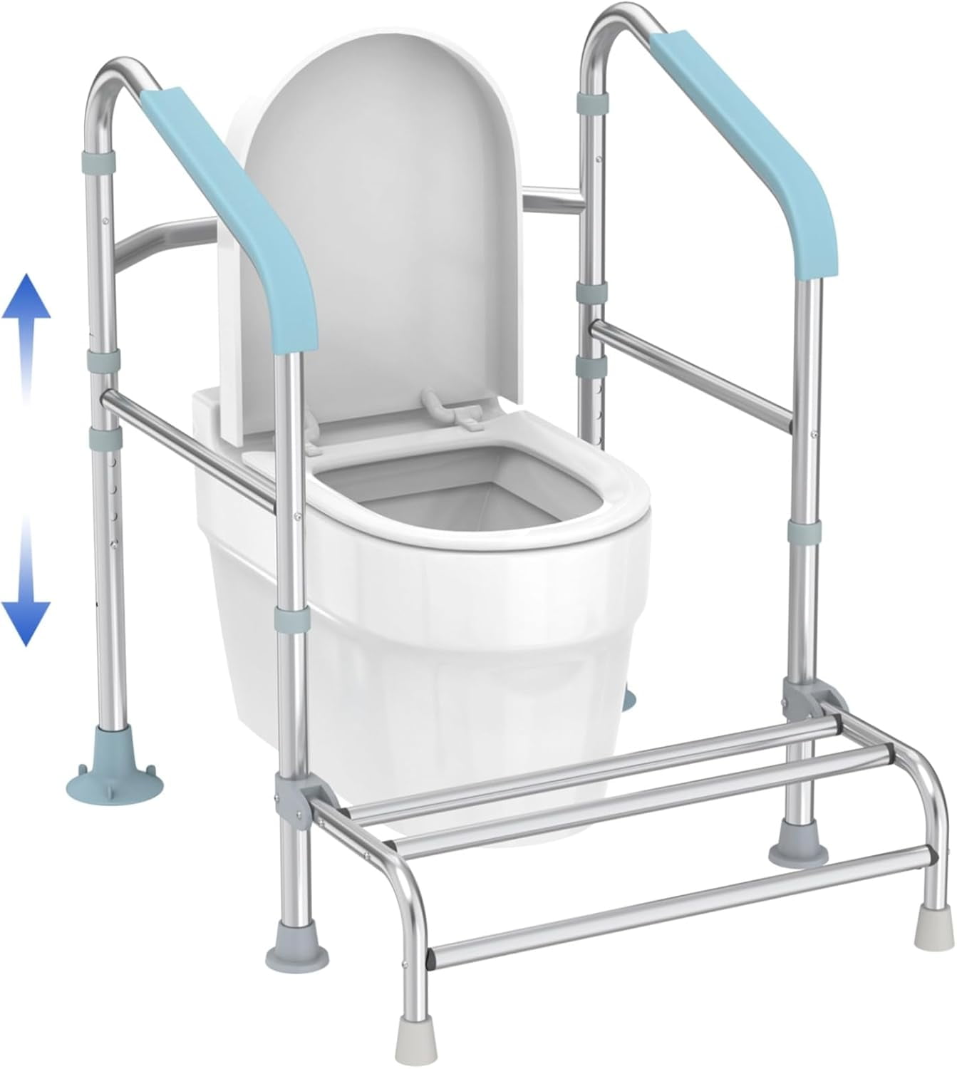 Toilet Safety Rails - Adjustable Toilet Safety Frame with Foot Rest ...