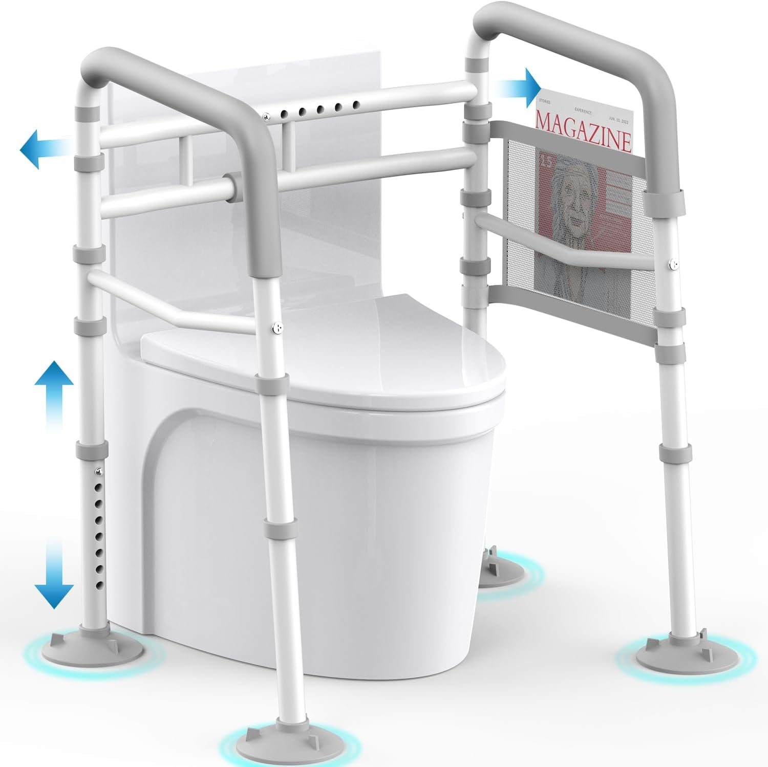 Toilet Safety Rails - Eligible Adjustable Width & Height Fit Any Toilet, Stand Alone Medical ...