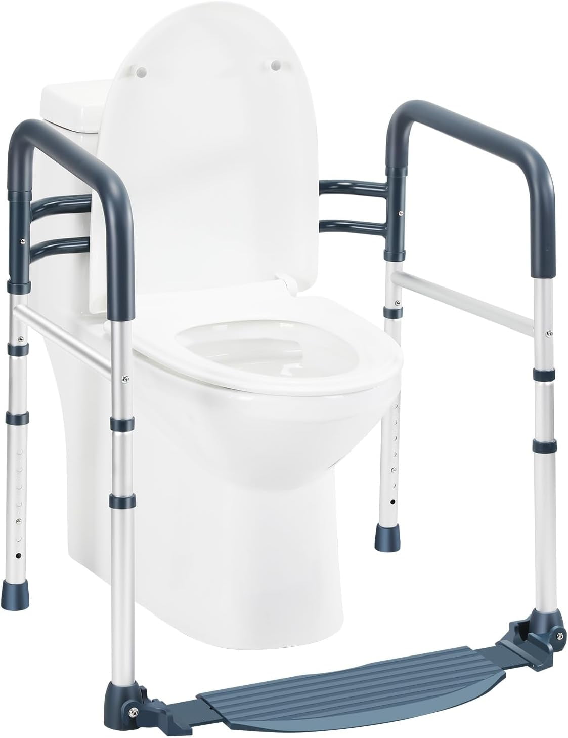 Toilet Safety Rails with Footrest, Folding & Portable Bathroom Toilet ...