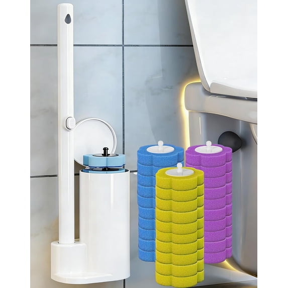 Toilet Scrubber Kit with Self-Cleaning Disposable Pads, Disposable ...