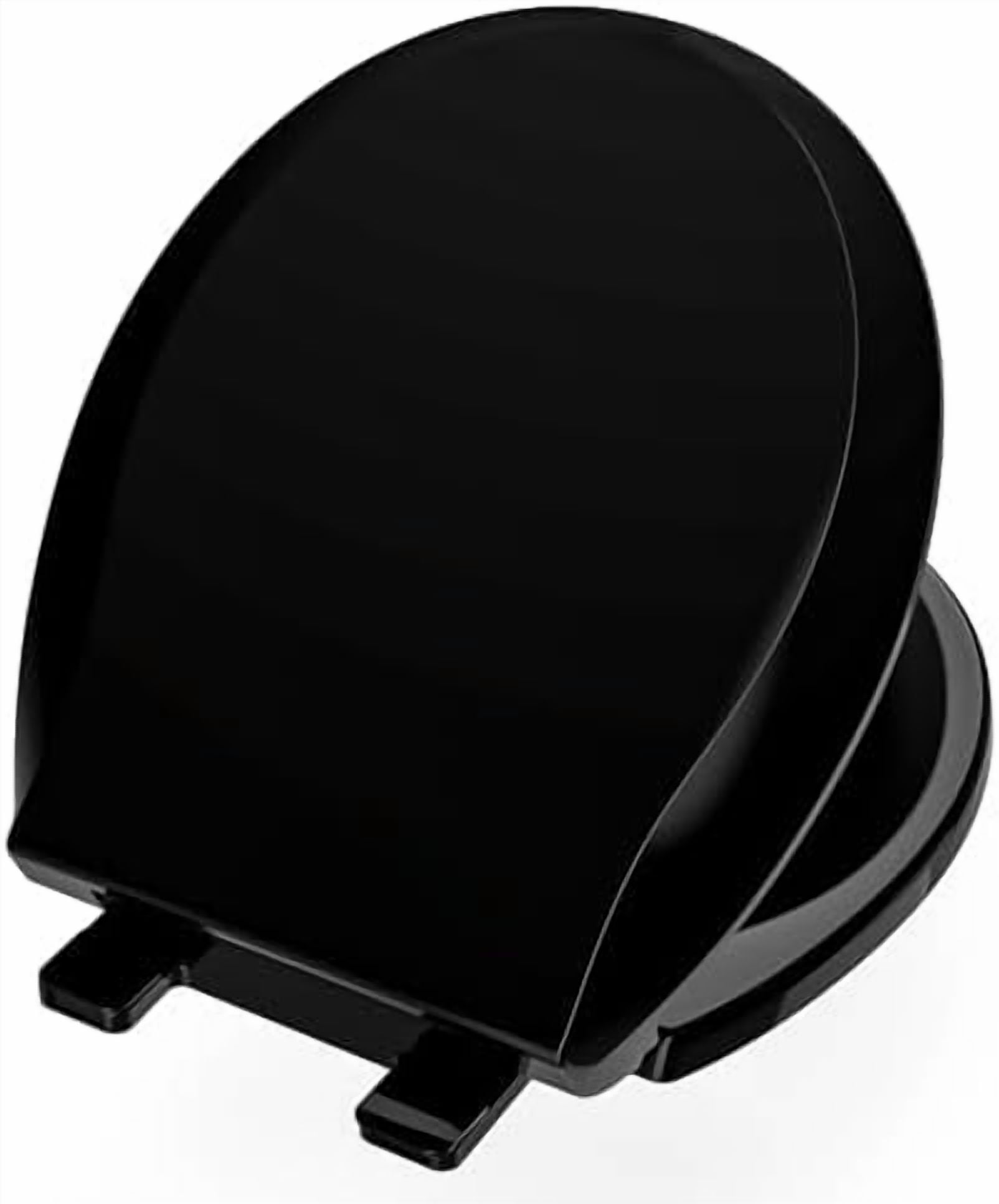 Toilet Seat Black, Toilet Seat Round 16.5 inch Soft Close Quiet, No ...