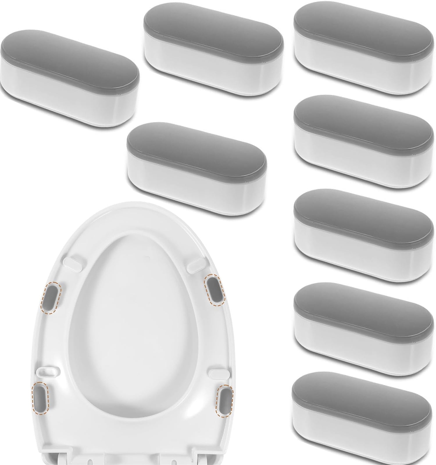 Toilet Seat Bumpers Kit,Happon 8 Pcs Universal Toilet Seat Bumpers ...