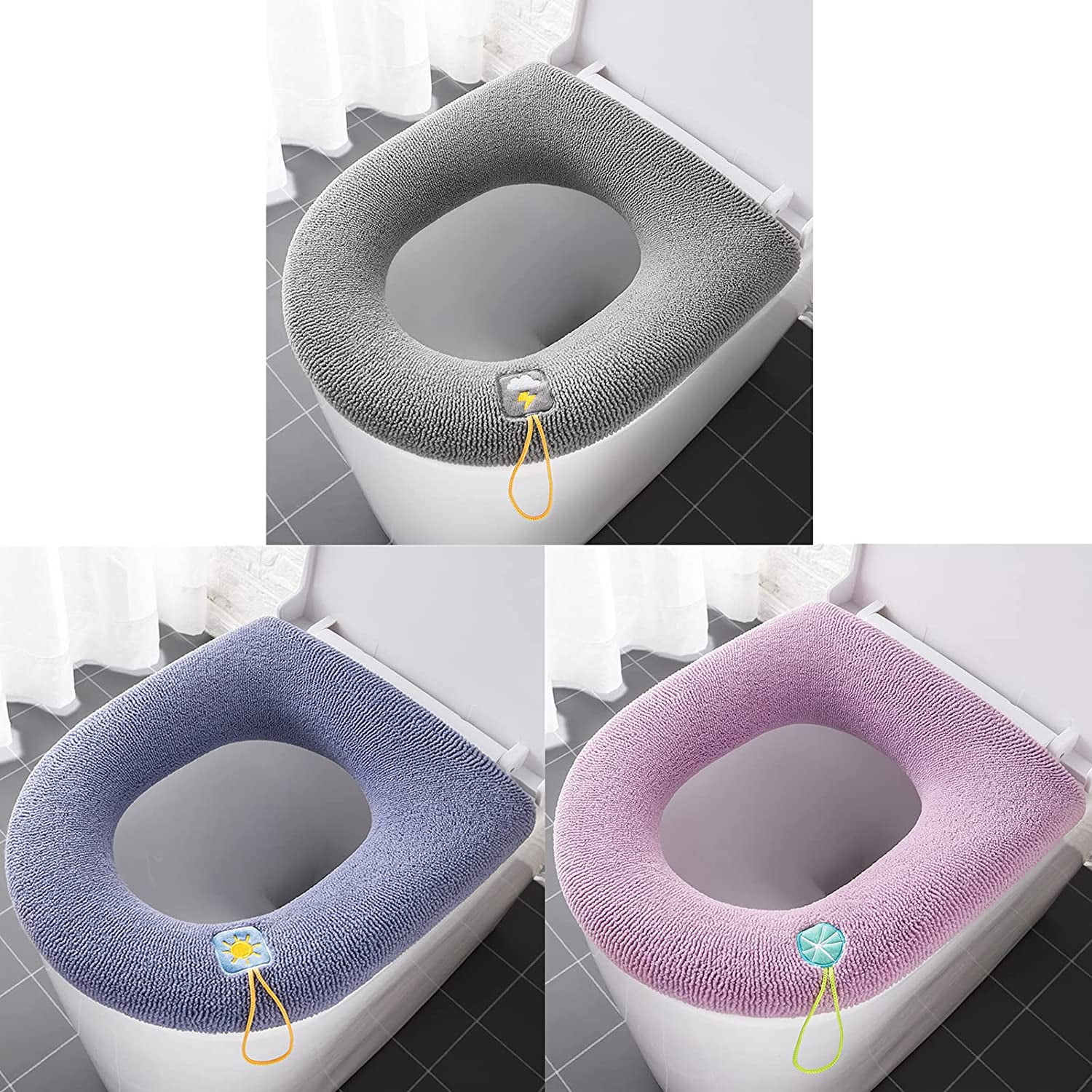 Toilet Seat Cover Pads 3 Pack - Thicker Soft Bathroom Warmer Handle ...