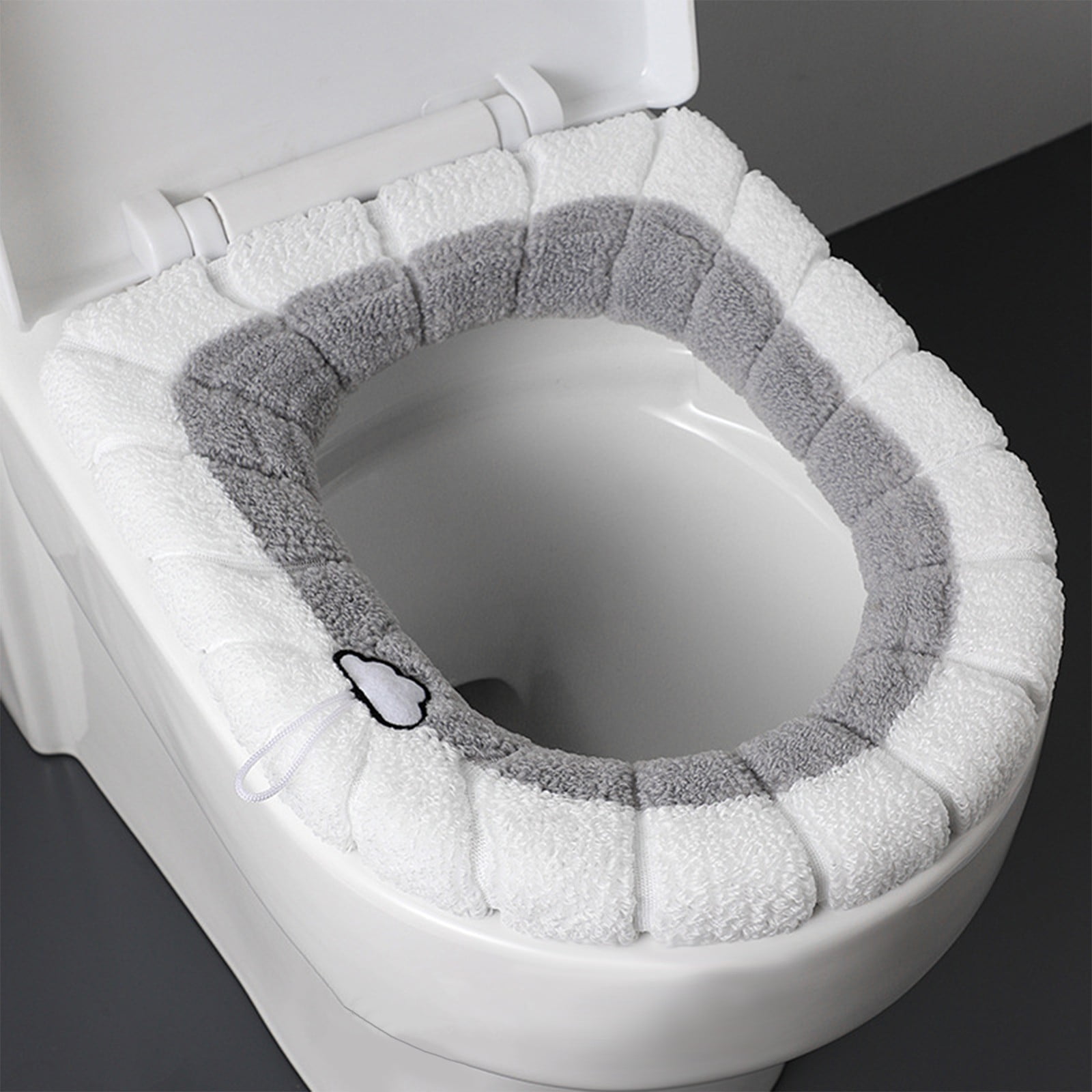 Toilet Seat Cover, Soft Warmer with Washable Fiber Cloth, Universal ...
