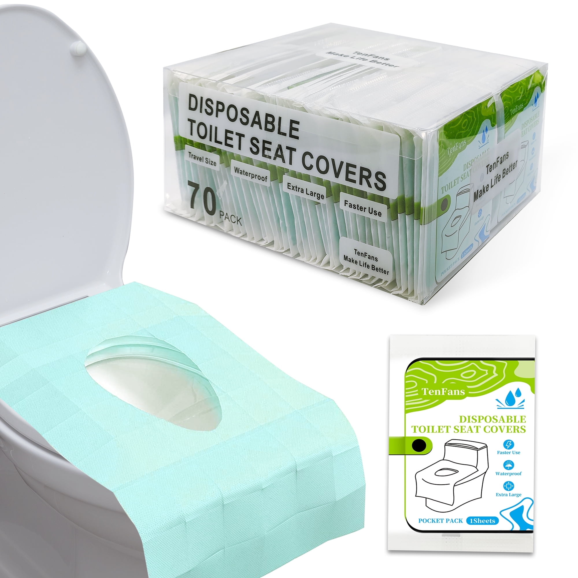 Toilet Seat Covers Disposable Travel Pack 70 count,Waterproof, Faster ...