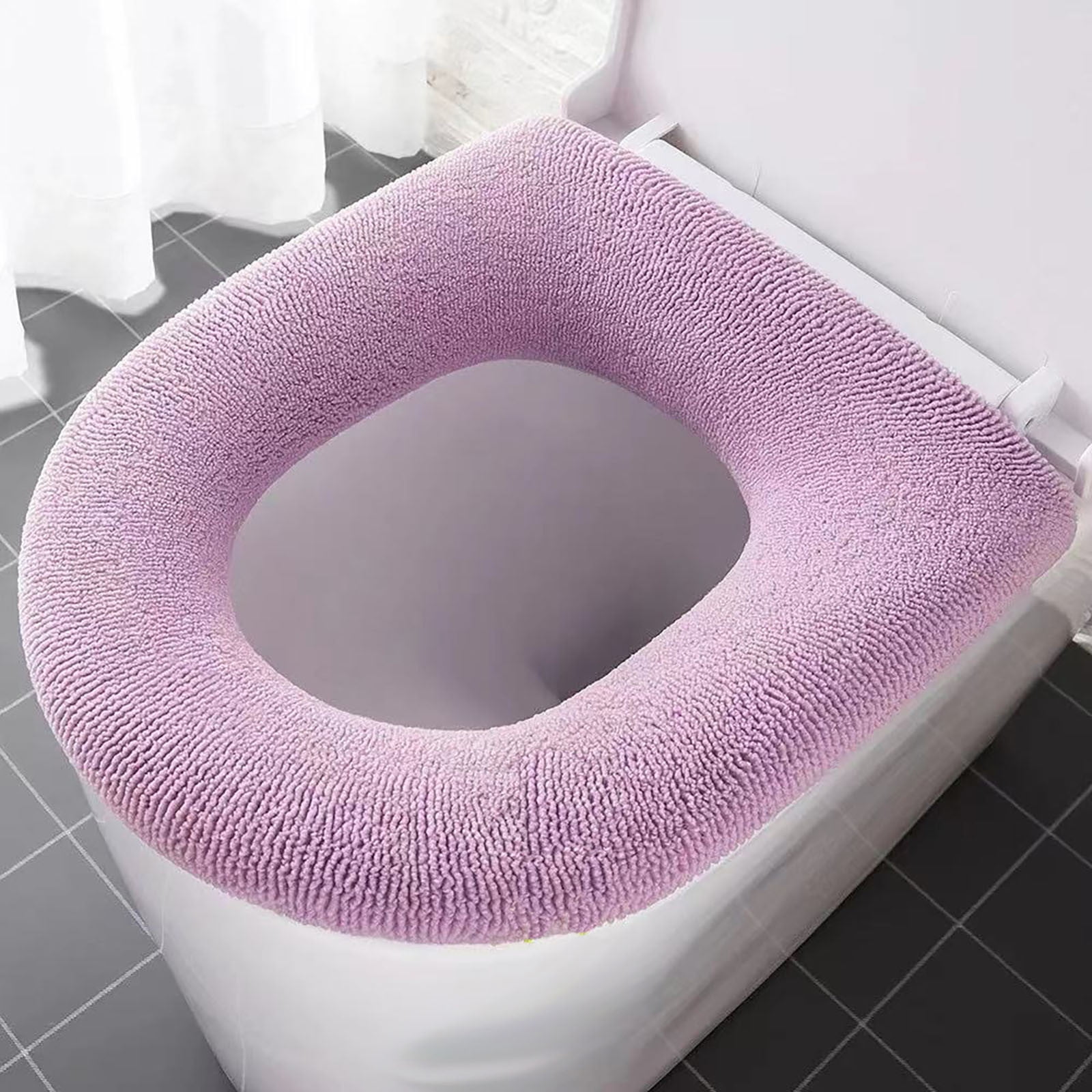 Toilet Seat Cushion, Thickened Knitted Toilet Cover for Winter Warmth ...