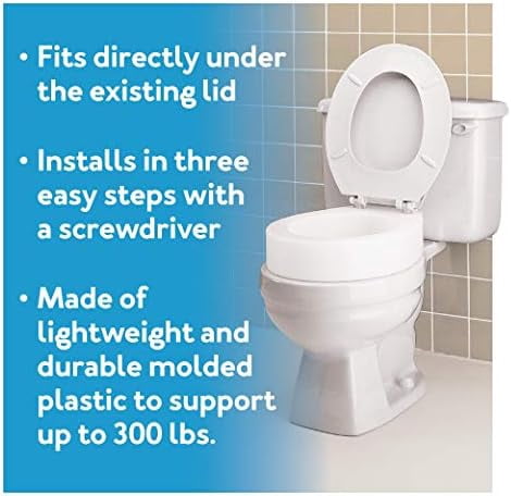 Toilet Seat Riser, Elongated Raised Toilet Seat Adds 3.5 inches to ...