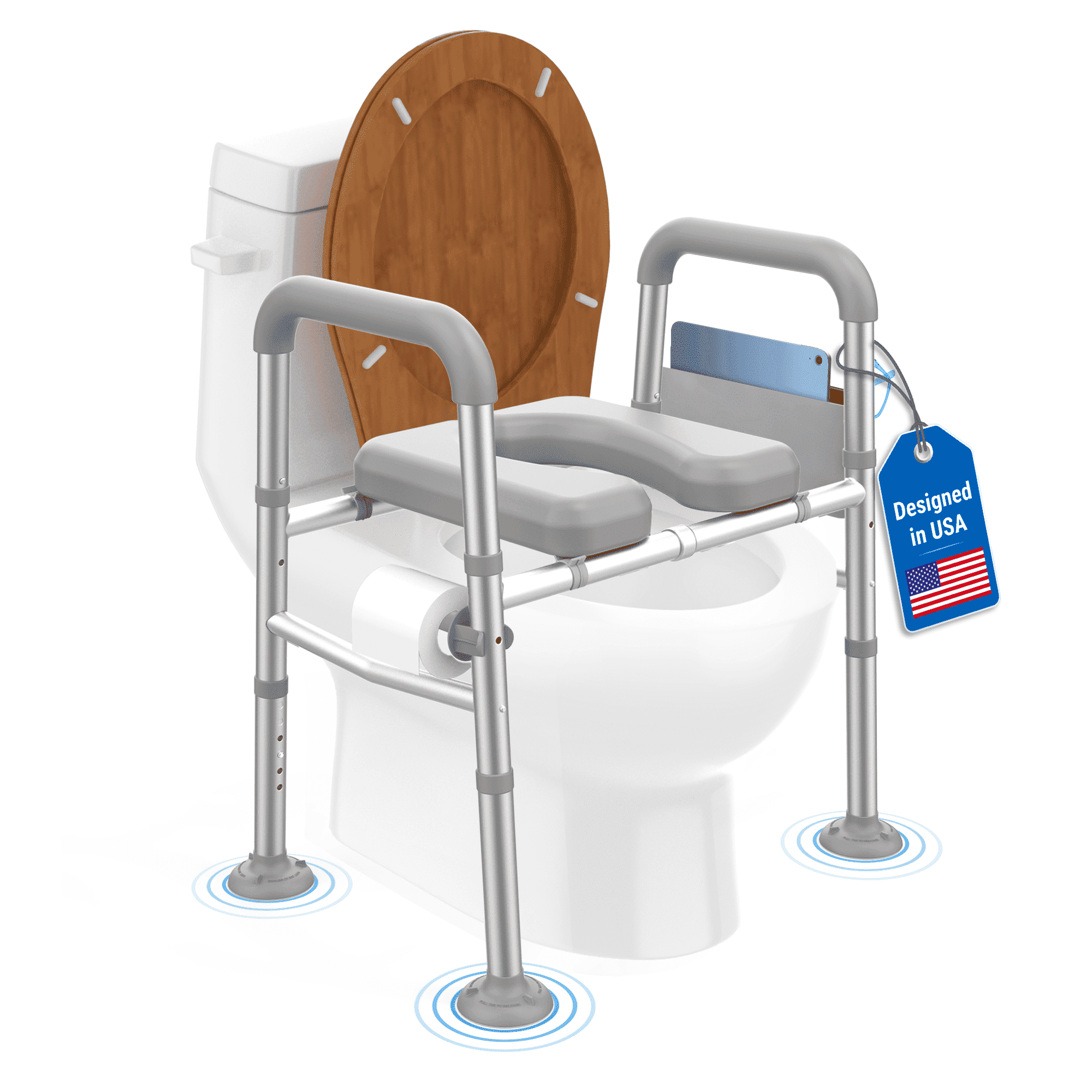 Sliq Toilet Seat Riser for Seniors with Handles for Safety, Raised ...