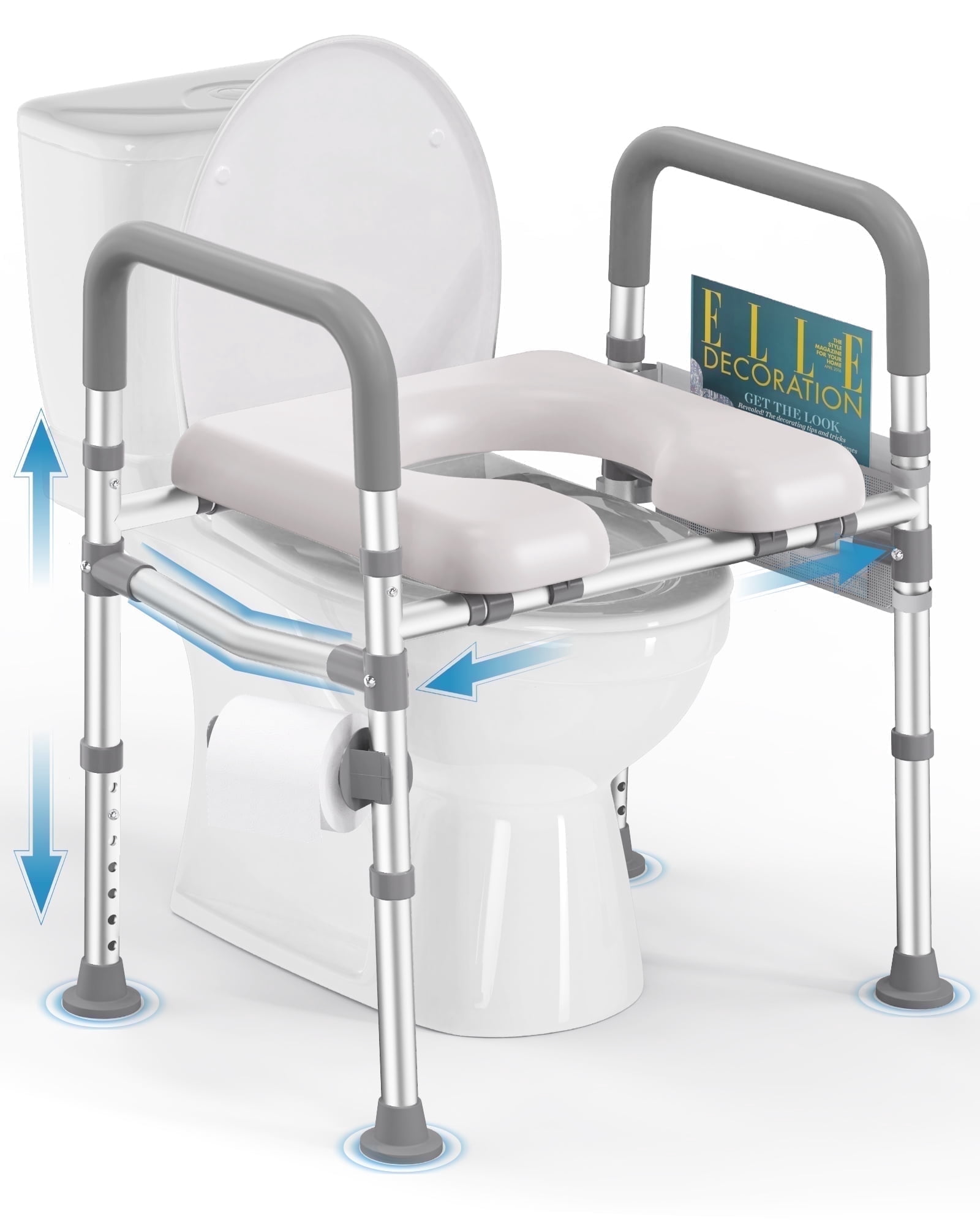 ZOTO Toilet Seat Riser, 400LBS Weight Capacity, with Handles ...