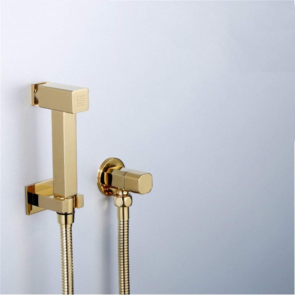 Toilet Shattaf Handheld Bidet Sprayer, Solid Brass Titanium Gold Square ...