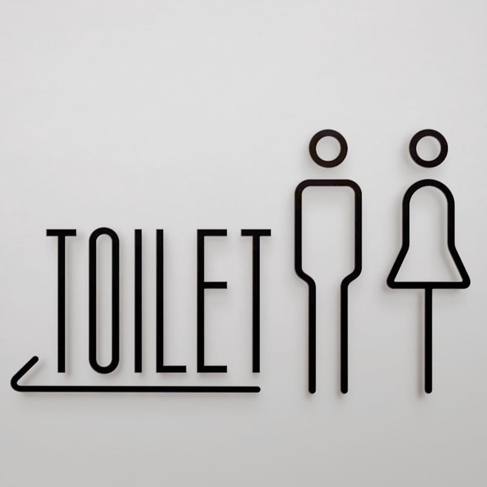 Toilet Sign Plate Wash Room Door Wall Label Sticker Wc Signage Board ...