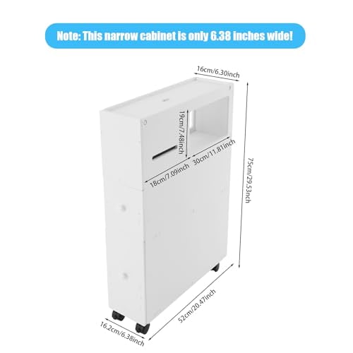 Toilet Slim Bathroom Storage Cabinet, Narrow Cabinet with Drawer and ...