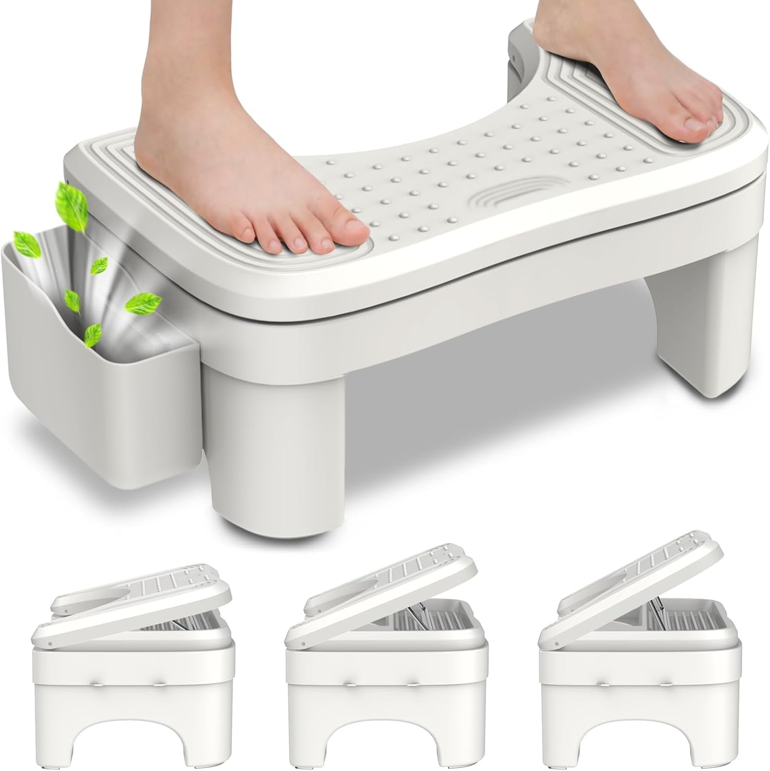Toilet Stool , Height Adjustable Poop Stool for Bathroom with Storage ...