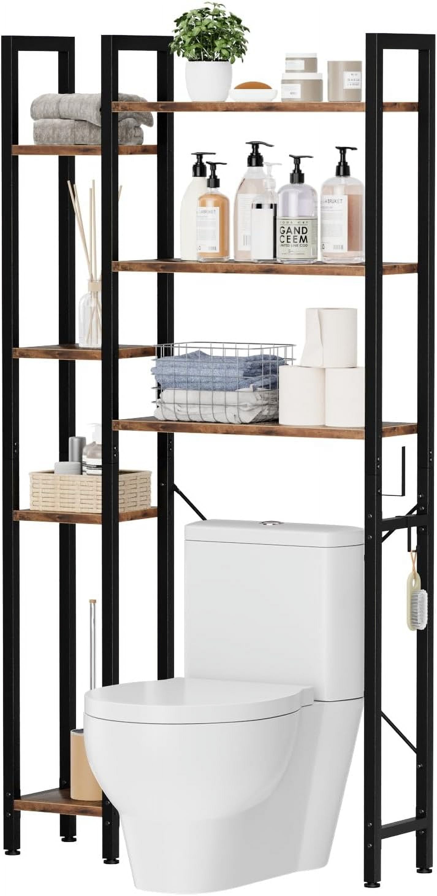 Over The Toilet Storage with 7-Tier Bathroom Organizer Shelf ...