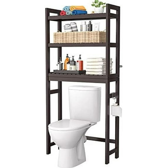 Over The Toilet Storage, Bamboo 3-Tier Over-The-Toilet Space Saver ...