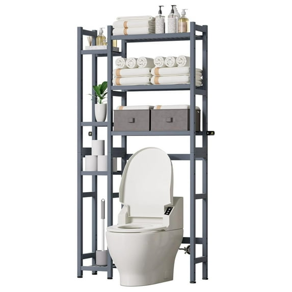 Over The Toilet Storage with Basket and Drawer, Bamboo Bathroom ...