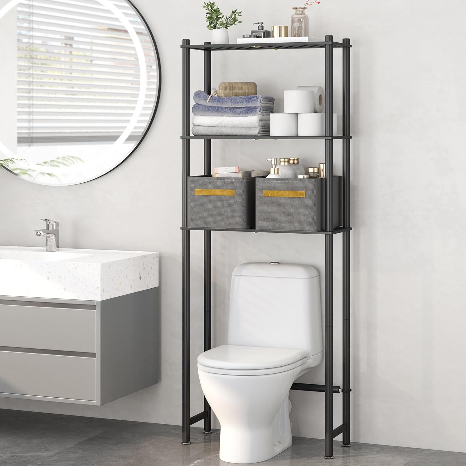 Over The Toilet Storage Cabinet, 3-Tier Bathroom Storage Organizer Over ...