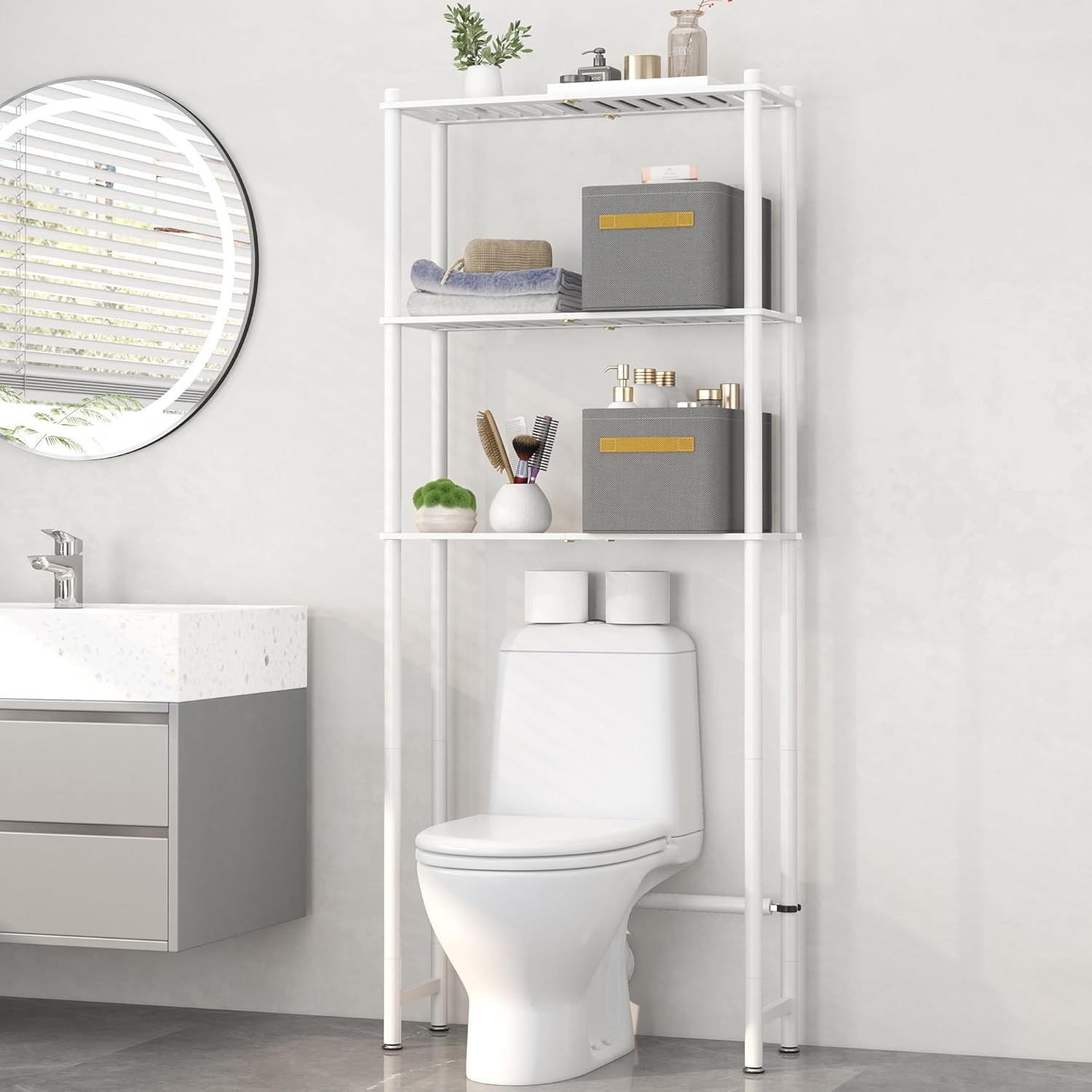 Over The Toilet Storage Cabinet, 3-Tier Bathroom Storage Organizer Over ...