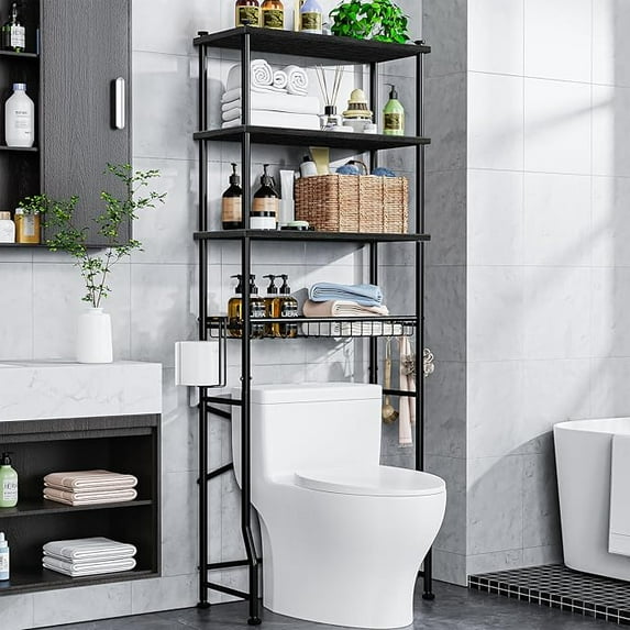 Over The Toilet Storage Cabinet,4 Tier Bathroom Organizer and Storage ...