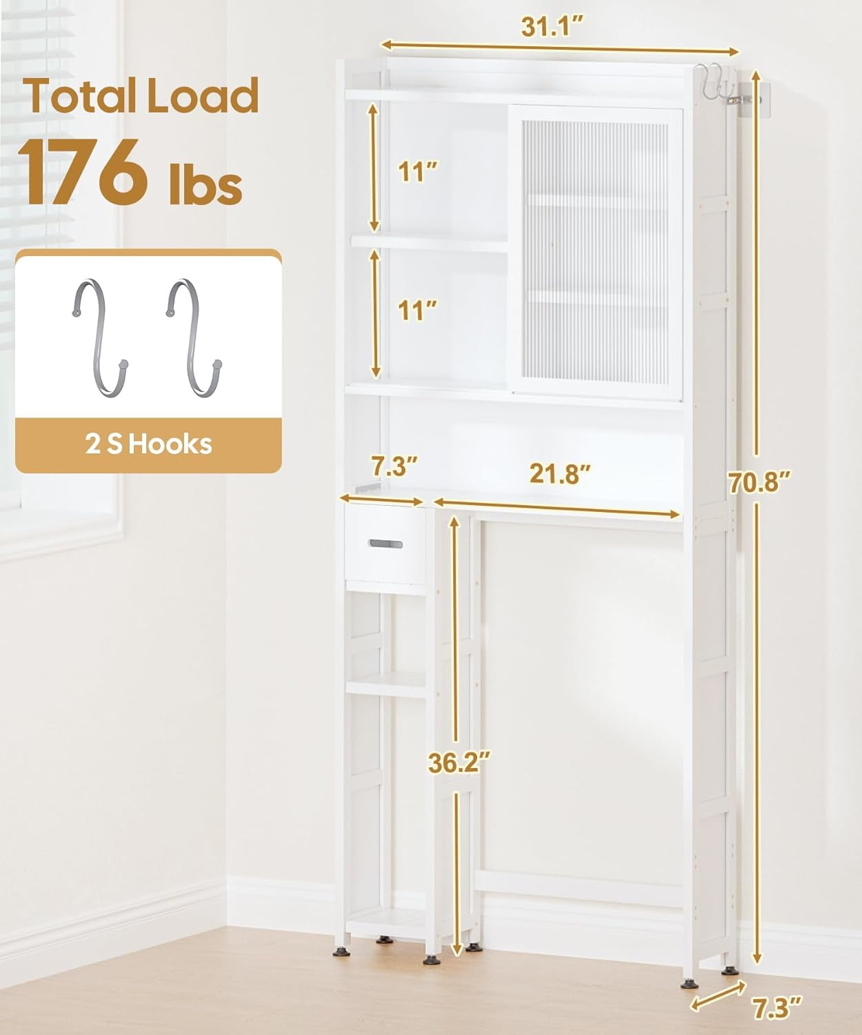 Over The Toilet Storage Cabinet with Acrylic Door Panel and Paper Towel ...