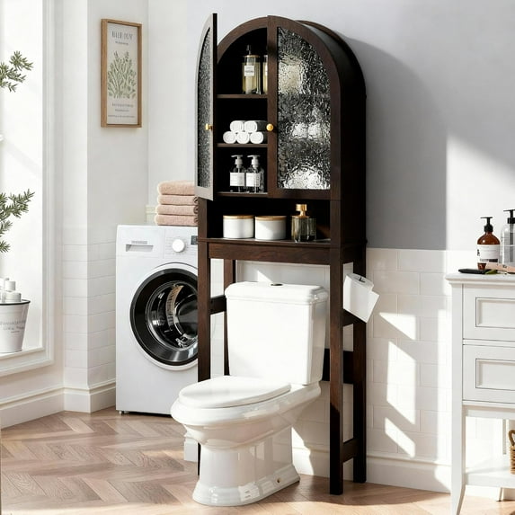 Over The Toilet Storage Cabinet, Arched Bathroom Organizer and Storage ...