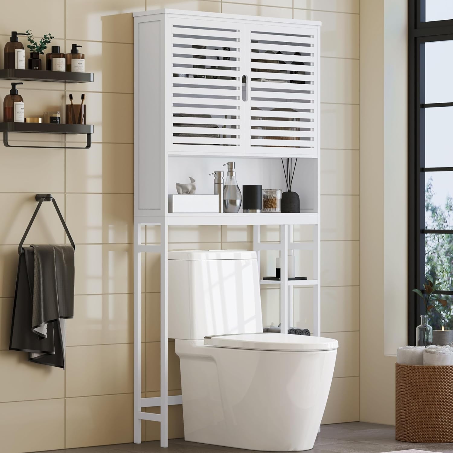 Over The Toilet Storage Cabinet, Bamboo Over Toilet Bathroom Organizer ...