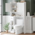 Over The Toilet Storage Cabinet With Barn Door, White Above Toilet ...