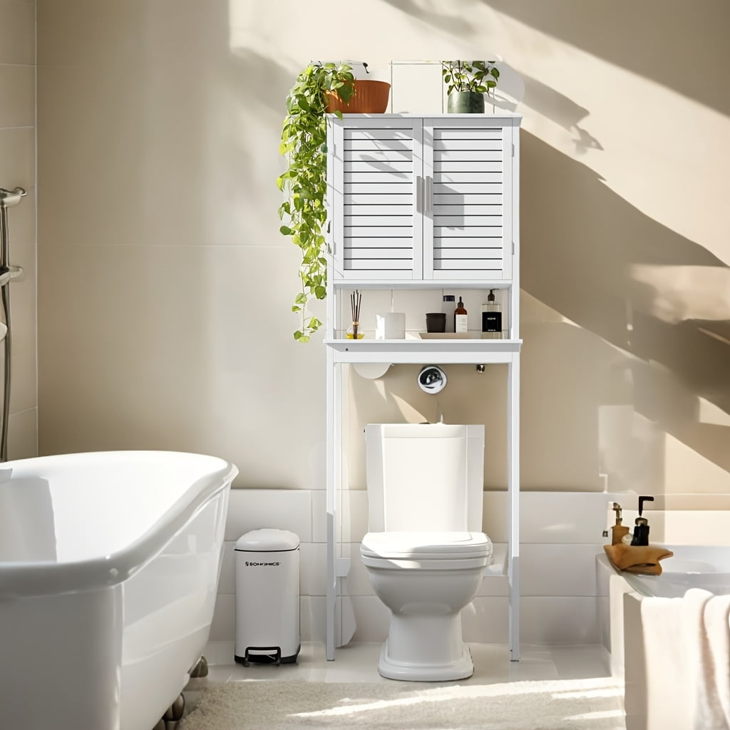 Over Toilet Storage Cabinet - Bathroom Organizer with Adjustable Inside ...