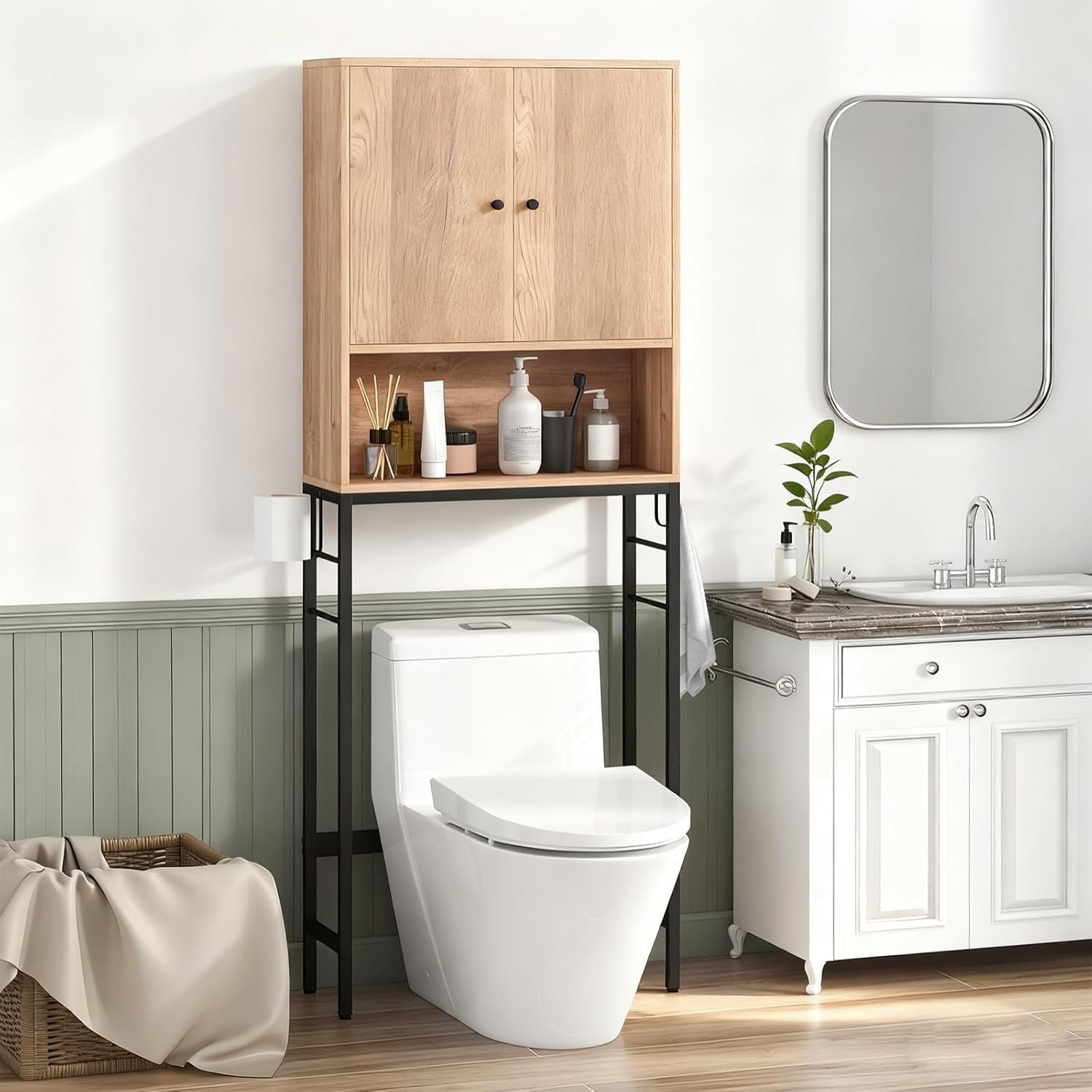 Over The Toilet Storage Cabinet, Bathroom Space Saver W/Toilet Paper ...