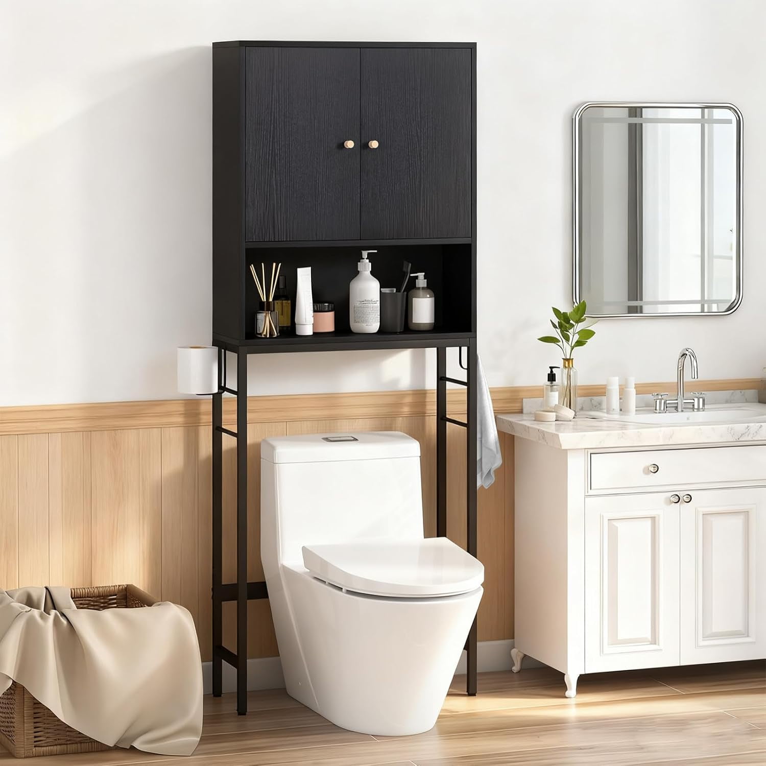 Over The Toilet Storage Cabinet, Bathroom Space Saver W/Toilet Paper ...