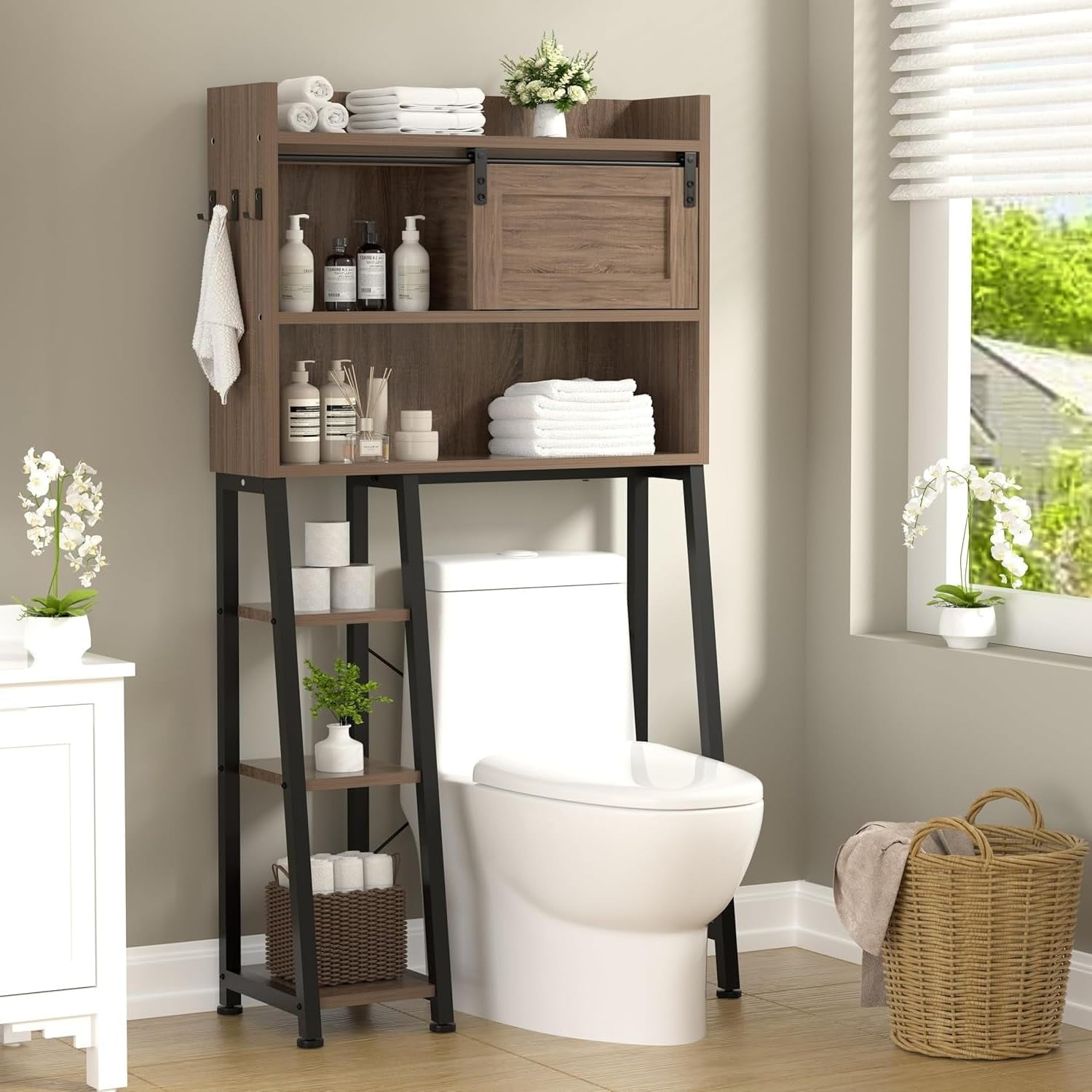 Over The Toilet Storage Cabinet, Bathroom Storage Over Toilet w/ 3 Side ...