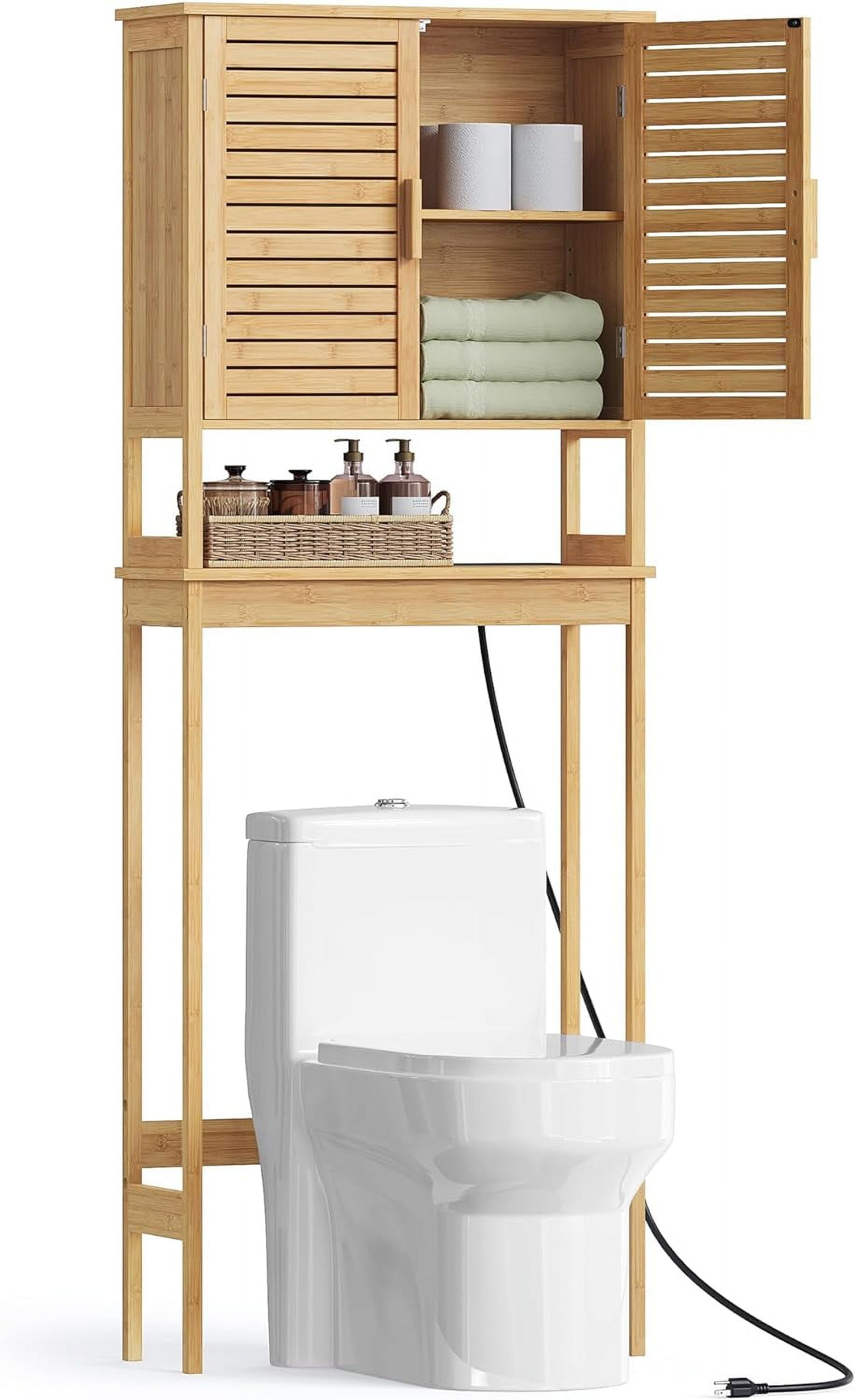 Over The Toilet Storage Cabinet with Charging Station, Bathroom Cabinet ...