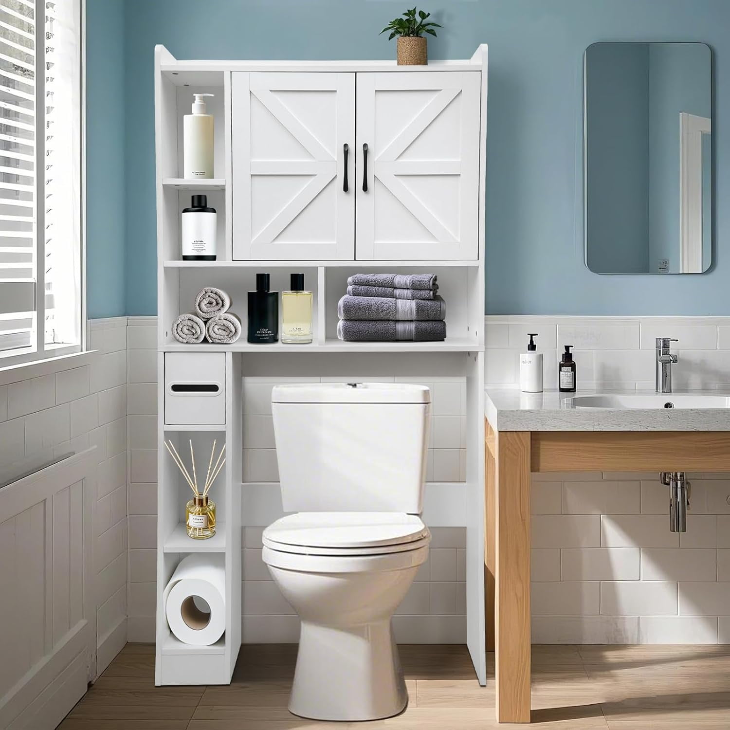 Over The Toilet Storage Cabinet, Farmhouse Storage Cabinet Over Toilet ...