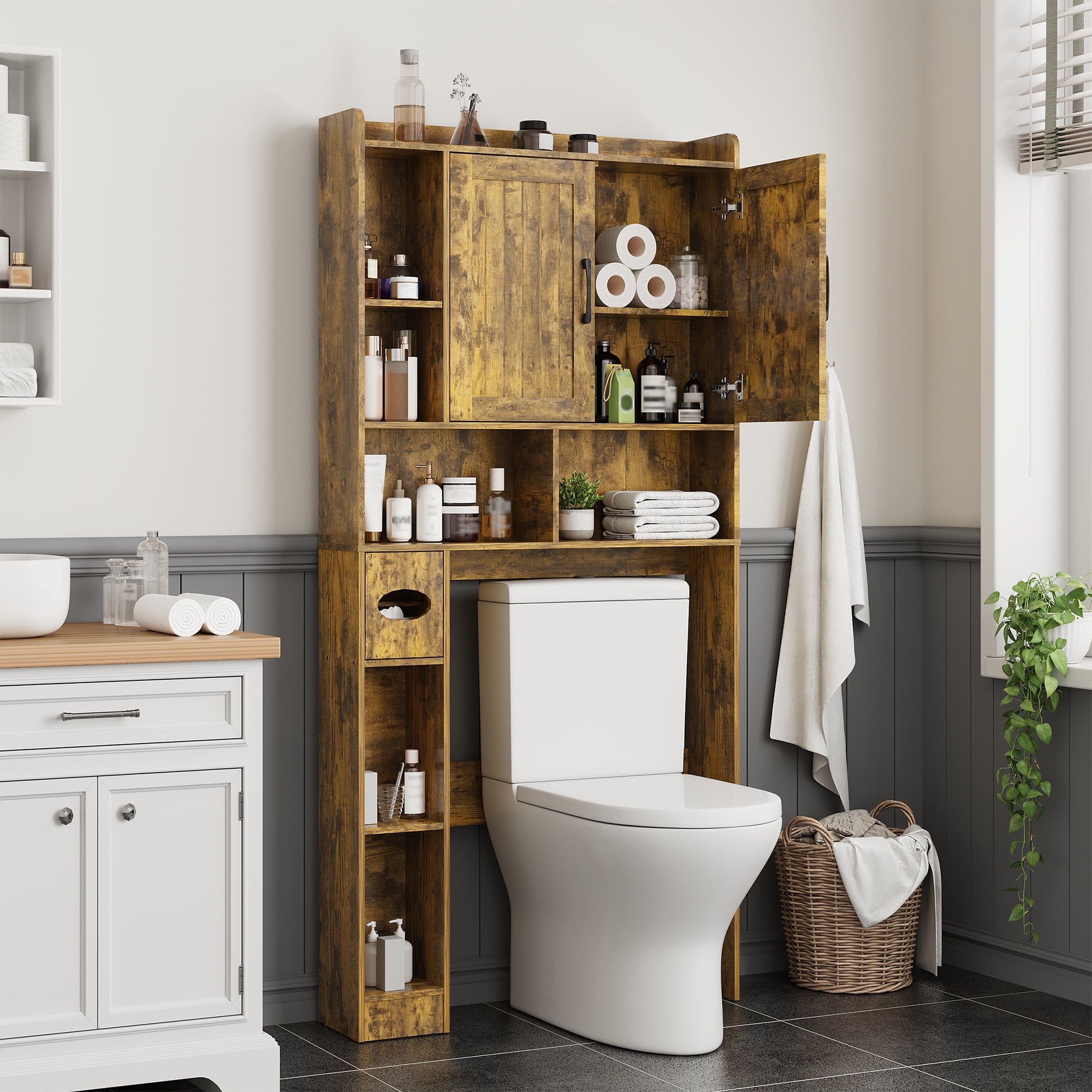 Vabches Over The Toilet Storage Cabinet, Farmhouse Storage Cabinet Over ...