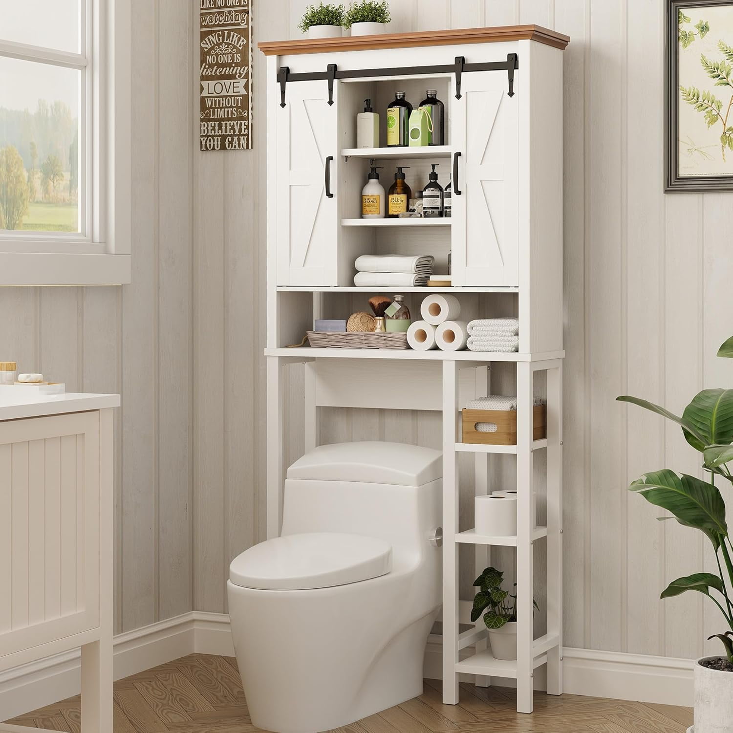 Farmhouse Over The Toilet Storage