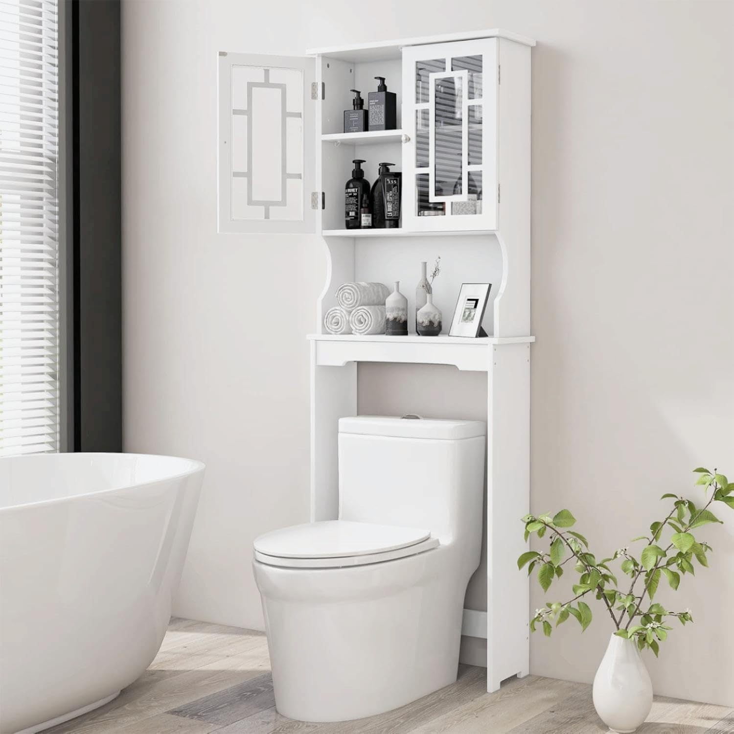 Over The Toilet Storage Cabinet, Home Bathroom Space Saver Organizer ...