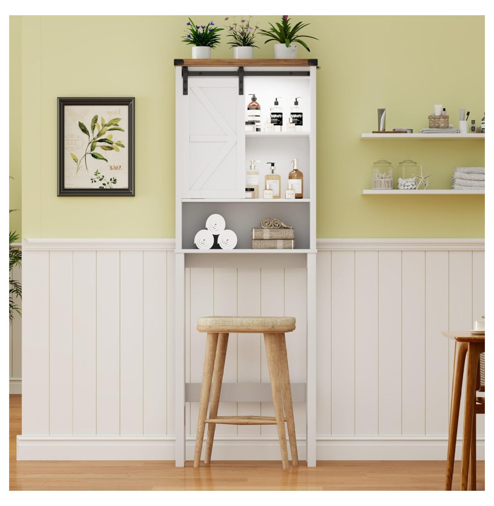 Over The Toilet Storage Cabinet with Sliding Barn Door, Farmhouse ...