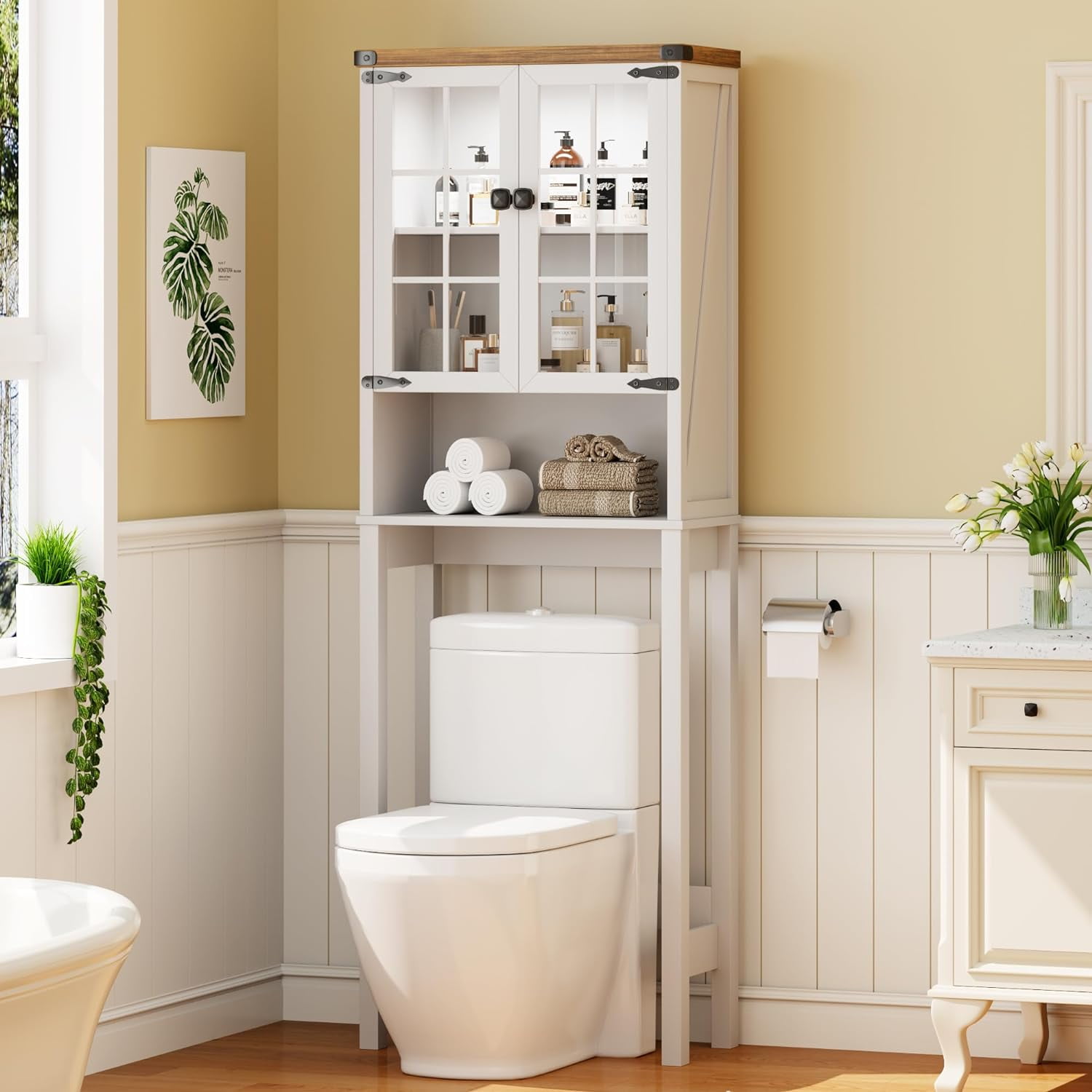 Over The Toilet Storage Cabinet with Sliding Barn Door Farmhouse Toilet ...
