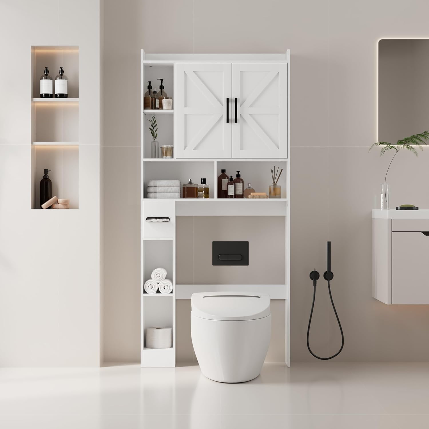 Over The Toilet Storage Cabinet, Over Toilet Shelf Farmhouse Storage ...