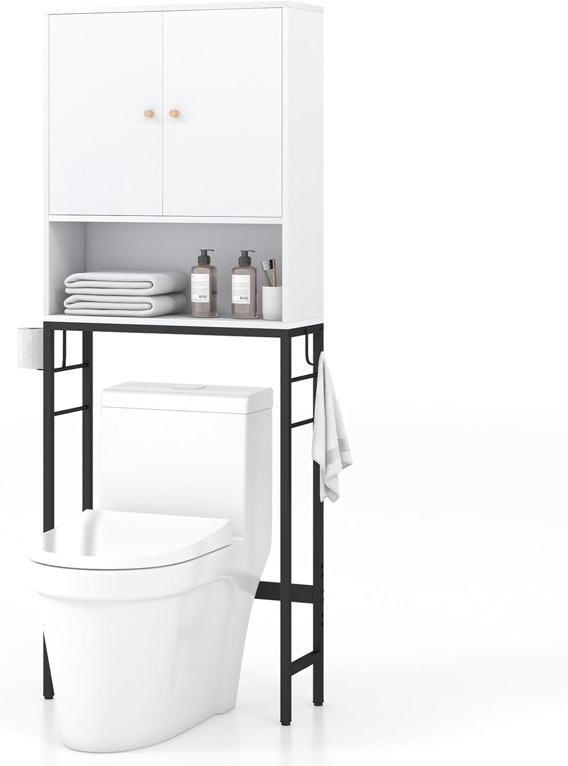 Over The Toilet Storage Cabinet - Toilet Shelf Rack with Anti-Tip ...
