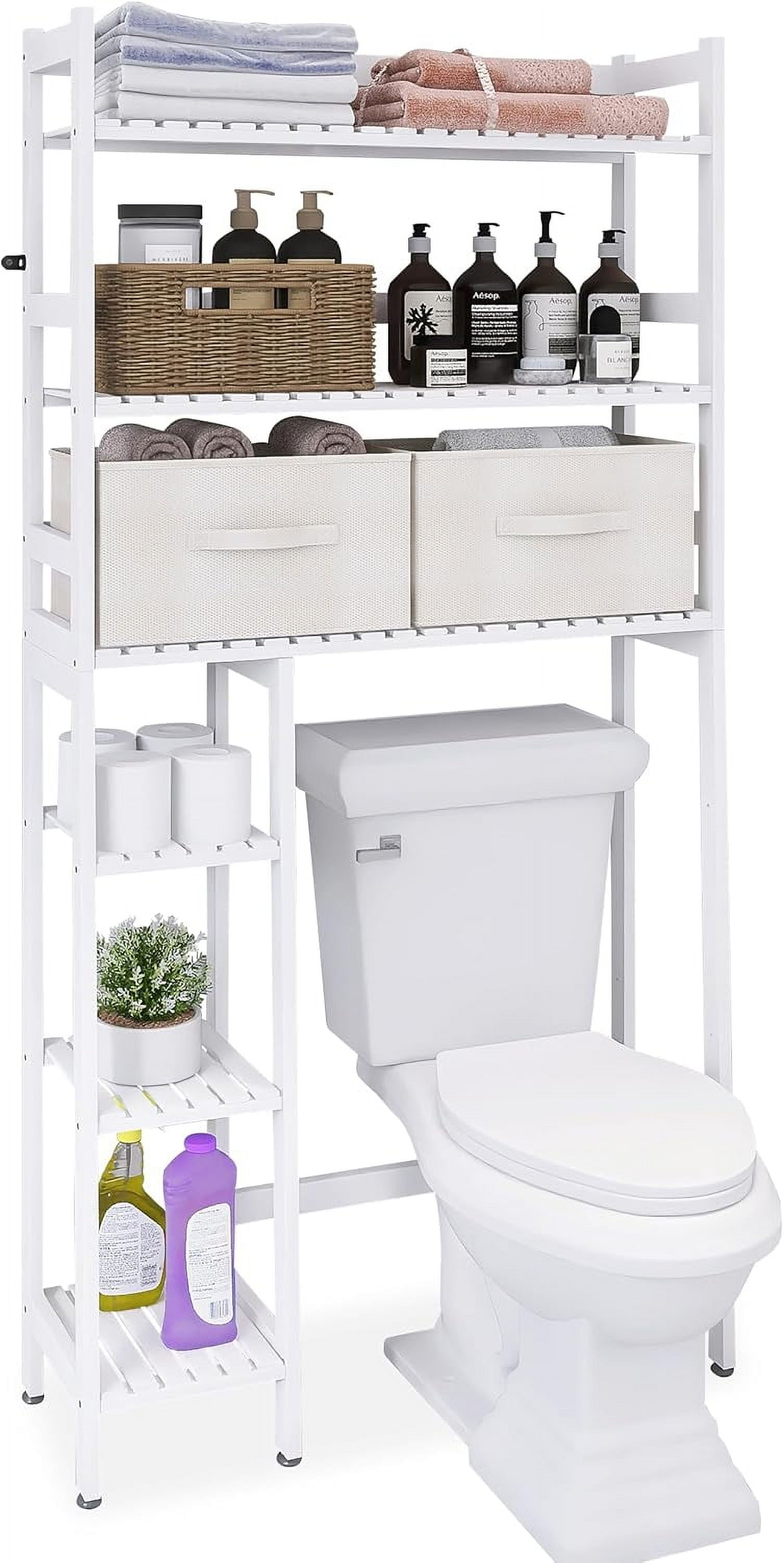 Over The Toilet Storage with Drawers, Large Bathroom Space Saver ...