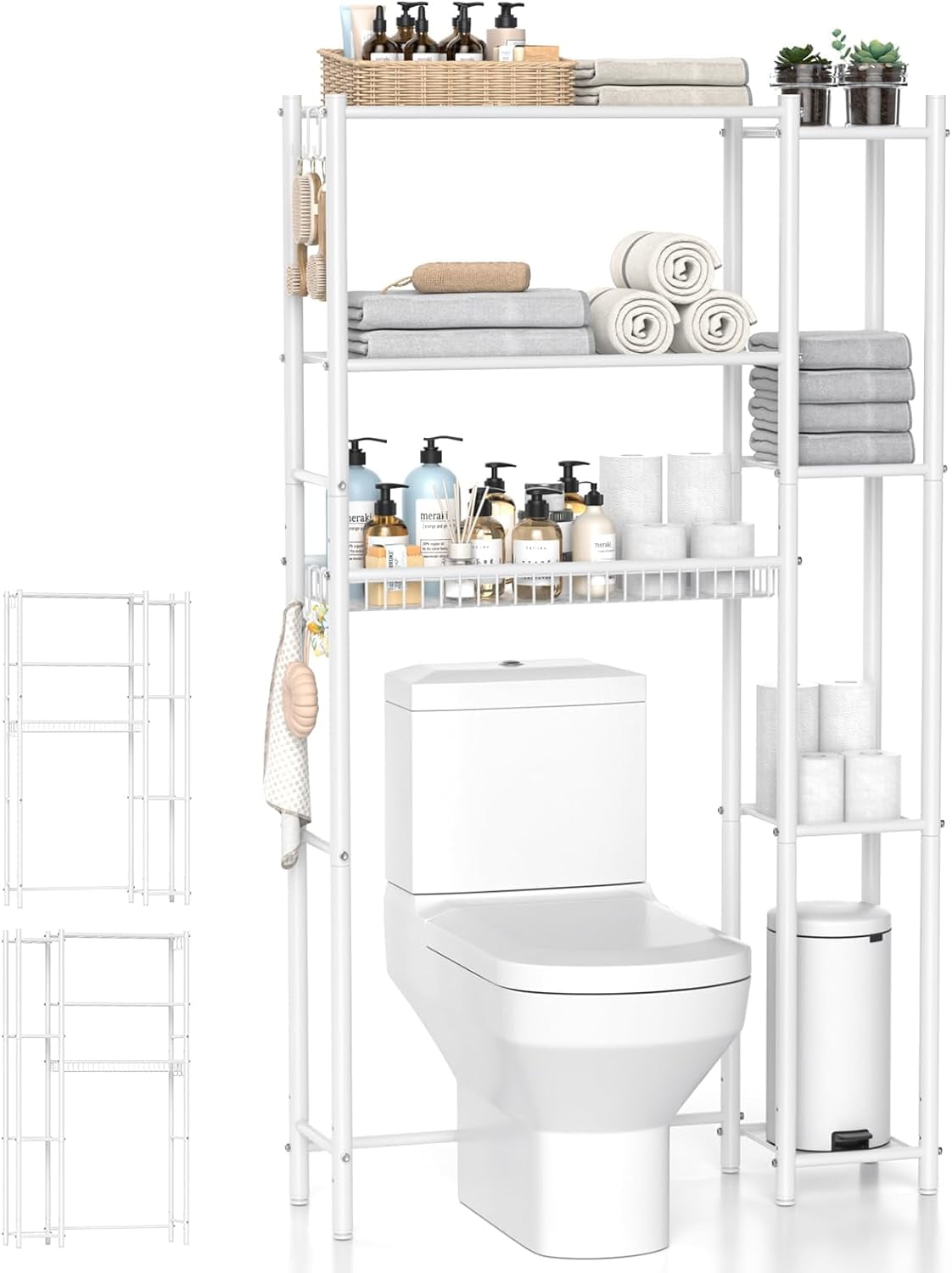 Over The Toilet Storage Organizer - 7 Tiers Space Saving Bathroom ...