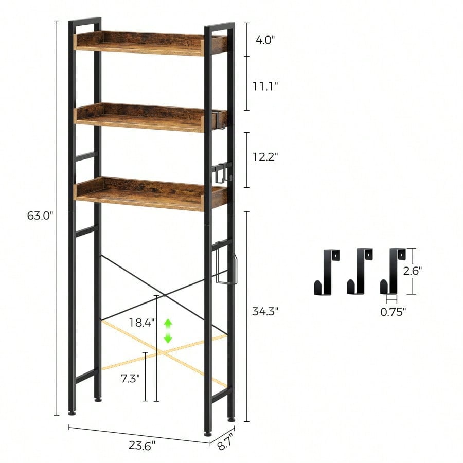 Over The Toilet Storage Rack - 3-Tier Bathroom Space Saver with ...