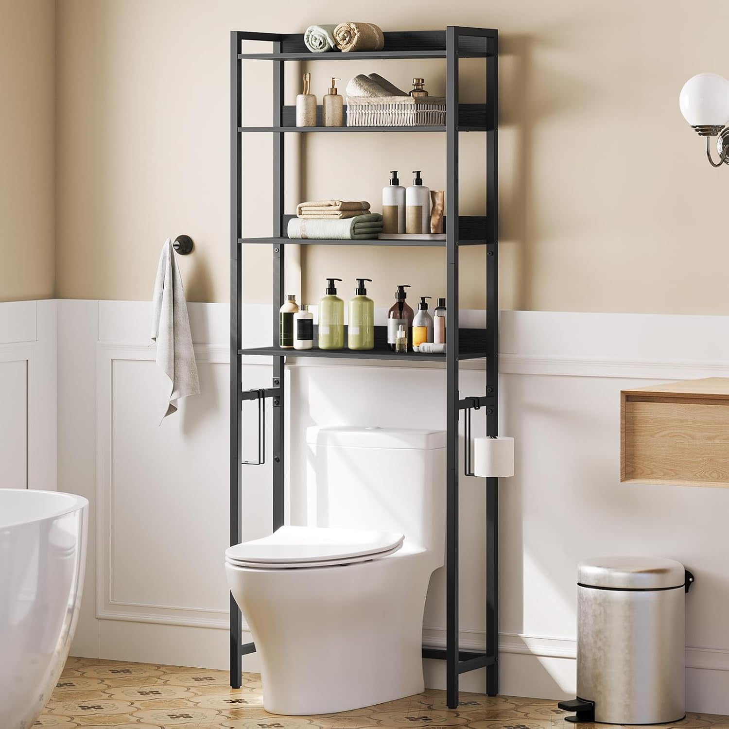 Over The Toilet Storage Rack, 4 Tier Bathroom Organizer Over Toilet ...