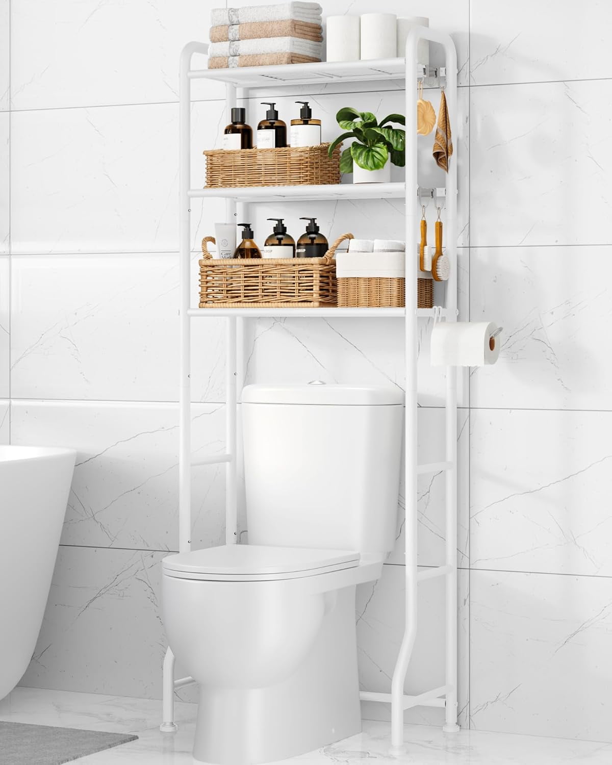 Over Toilet Storage Rack - Metal Over Toilet Bathroom Organizer Shelf ...