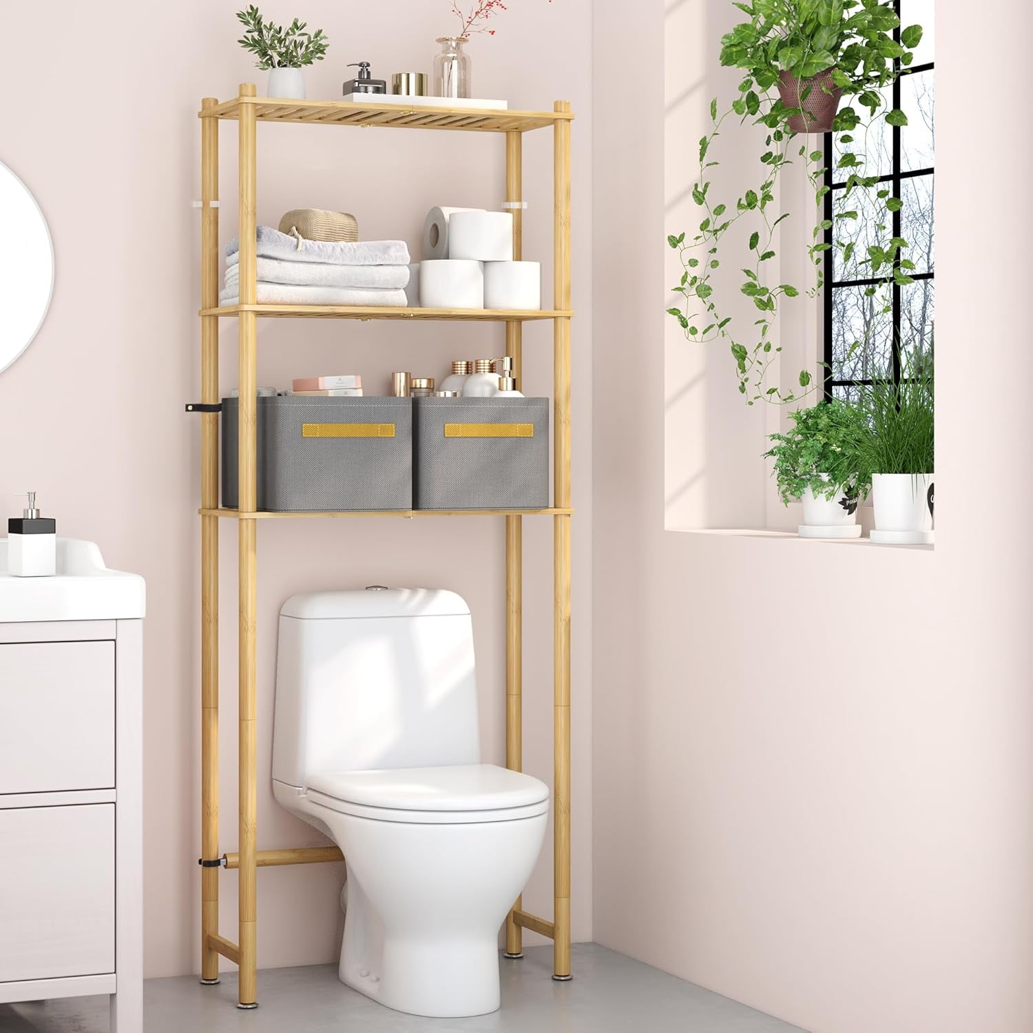 Over The Toilet Storage Shelf, 3-Tier Bathroom Storage Organizer Over ...