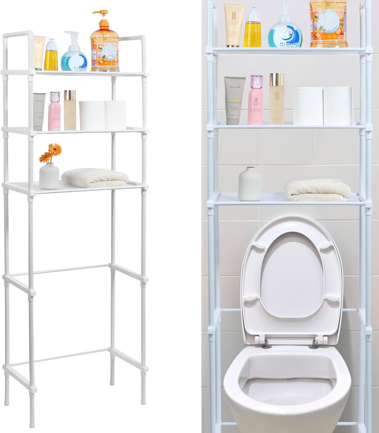 Over The Toilet Storage Shelf, 3-Tier Storage Cabinet Over Toilet ...