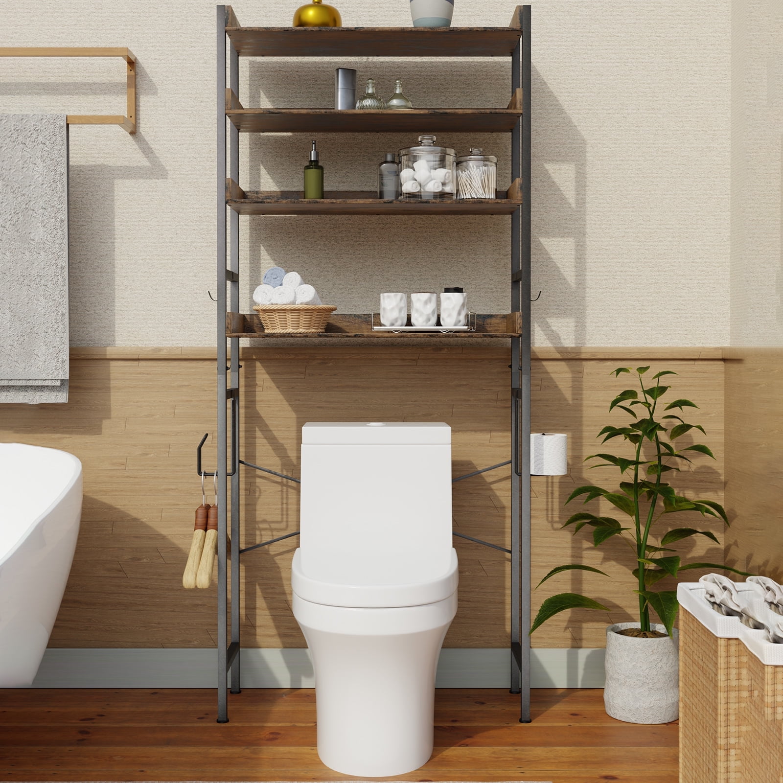 Over The Toilet Storage Shelf, 4 Tier Bathroom Organizer Shelf ...