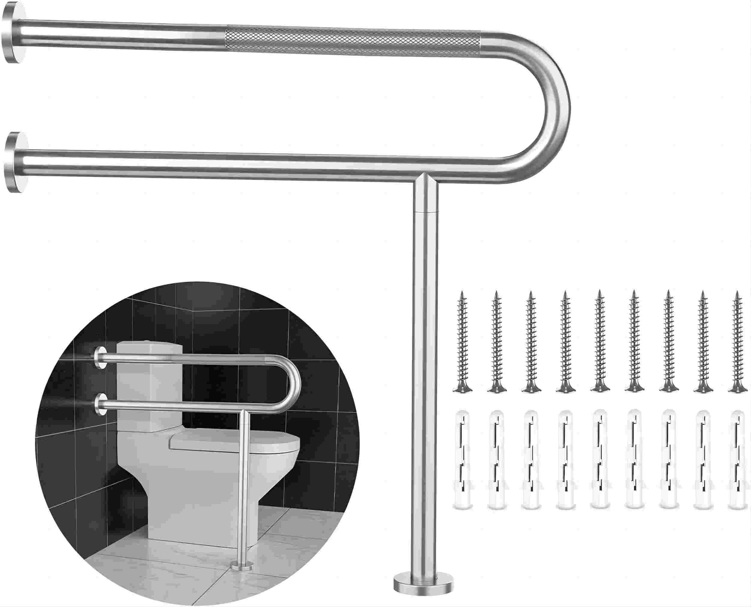 ZUEXT Toilet Support Rail 31.3X31.5 inch, Stainless Steel Safety ...