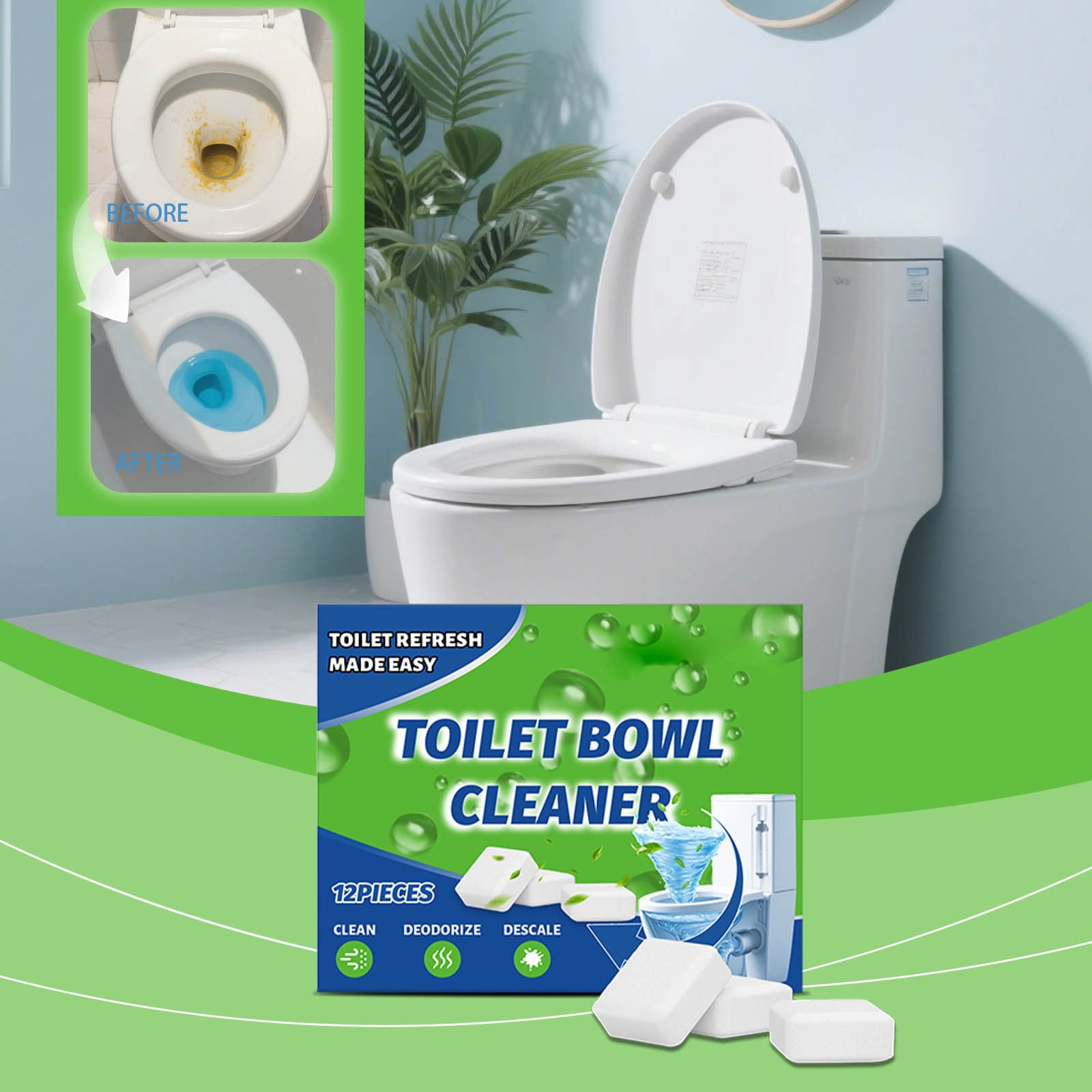 Toilet Tank Cleaner Blocks 12 Pack, Long Lasting In Bowl Cleaner for ...